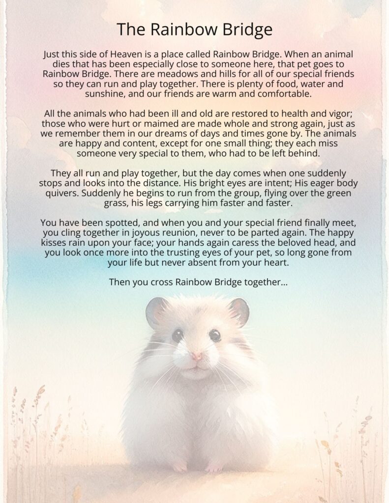 Free Rainbow Bridge Printable Poem Collection